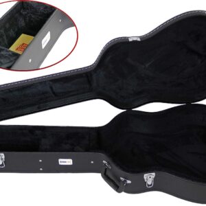 Gearlux Dreadnought Acoustic Guitar Hardshell Case with Accessory Compartment - Black