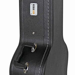 Gearlux Dreadnought Acoustic Guitar Hardshell Case with Accessory Compartment - Black