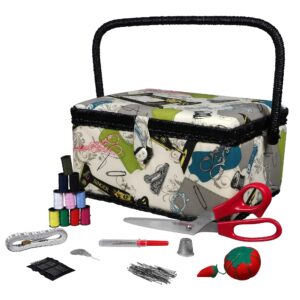 singer 07281 vintage sewing basket with sewing kit accessories