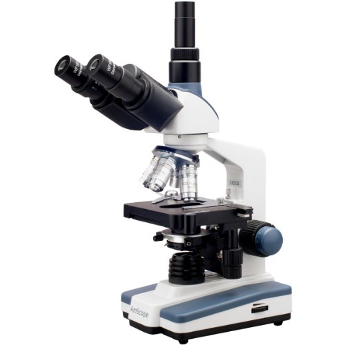 AmScope T120A Professional Siedentopf Trinocular Compound Microscope, 40X-1600X Magnification, WF10x and WF16x Eyepieces, Brightfield, LED Illumination, Abbe Condenser with Iris Diaphragm, Double-Layer Mechanical Stage, 100-240VAC