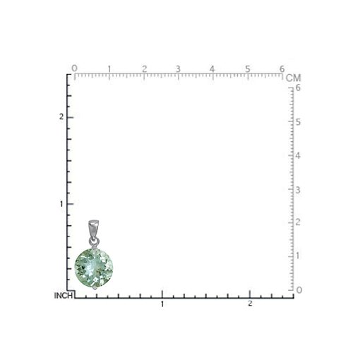 Silvershake 5.45ct. 12mm Round Shape Natural Green Amethyst White Gold Plated 925 Sterling Silver Solitaire Pendant