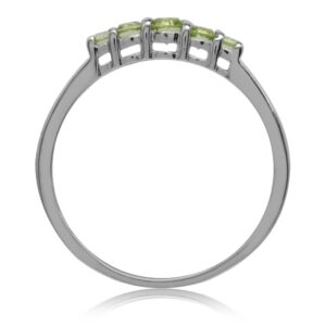 Silvershake 5 Stone Extra Petite Natural Peridot White Gold Plated 925 Sterling Silver Ring Size 6