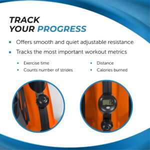 Stamina InMotion E1000 Compact Strider - Seated Ellipticalwith Smart Workout App - Foot Pedal Exerciser for Home Workout - Up to 250 lbs Weight Capacity - Black Orange