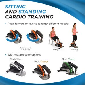 Stamina InMotion E1000 Compact Strider - Seated Ellipticalwith Smart Workout App - Foot Pedal Exerciser for Home Workout - Up to 250 lbs Weight Capacity - Black Orange