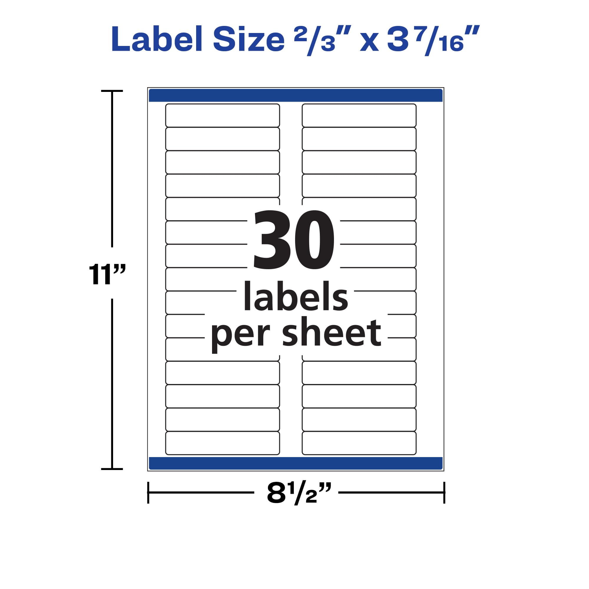 Avery File Folder Labels with TrueBlock Technology, Permanent Adhesive, 2/3" x 3-7/16", Laser/Inkjet, 5-Pack, 3,750 Labels Total (08366)