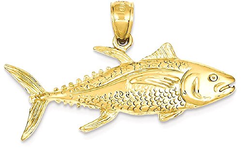 IceCarats 14K Yellow Gold Yellowfin Tuna Fish Necklace Charm Pendant 20mm x 35mm Only