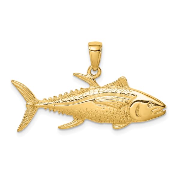 IceCarats 14K Yellow Gold Yellowfin Tuna Fish Necklace Charm Pendant 20mm x 35mm Only