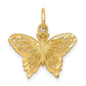 icecarats 14k yellow gold butterfly wings necklace charm pendant 18mm x 17mm only