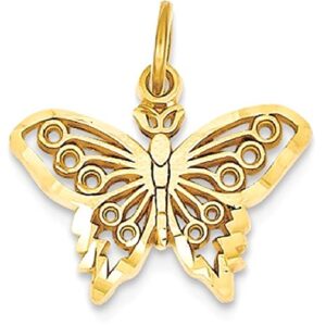 IceCarats 14K Yellow Gold Butterfly Wings Necklace Charm Pendant 18mm x 17mm Only