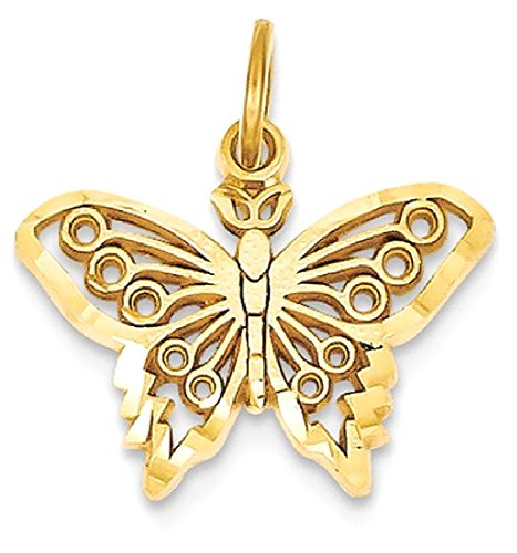 IceCarats 14K Yellow Gold Butterfly Wings Necklace Charm Pendant 18mm x 17mm Only