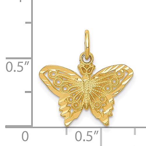 IceCarats 14K Yellow Gold Butterfly Wings Necklace Charm Pendant 18mm x 17mm Only