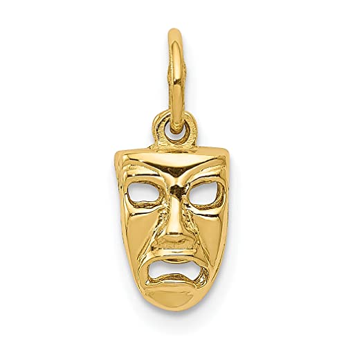 IceCarats 14K Yellow Gold Comedy Tragedy Set Necklace Charm Pendant 15mm x 11mm Only