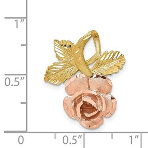 IceCarats 14K Two Tone Gold Rose Flower Floating Chain Slide Pendant Necklace Charm Only