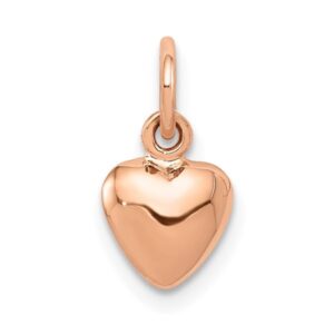 IceCarats 14K Rose Pink Gold Heart Necklace Love Pendant Charm 14mm x 7mm Only