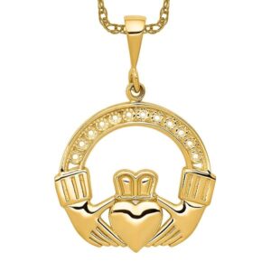 icecarats 14k yellow gold heart love irish claddagh necklace celtic charm pendant jewelry only