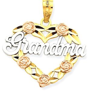 IceCarats 14K Two Tone Gold White Grandma Heart Love Necklace Nana Charm Grandmother Pendant Only