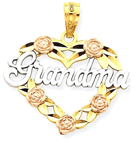 IceCarats 14K Two Tone Gold White Grandma Heart Love Necklace Nana Charm Grandmother Pendant Only