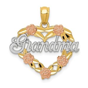 IceCarats 14K Two Tone Gold White Grandma Heart Love Necklace Nana Charm Grandmother Pendant Only