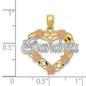 IceCarats 14K Two Tone Gold White Grandma Heart Love Necklace Nana Charm Grandmother Pendant Only