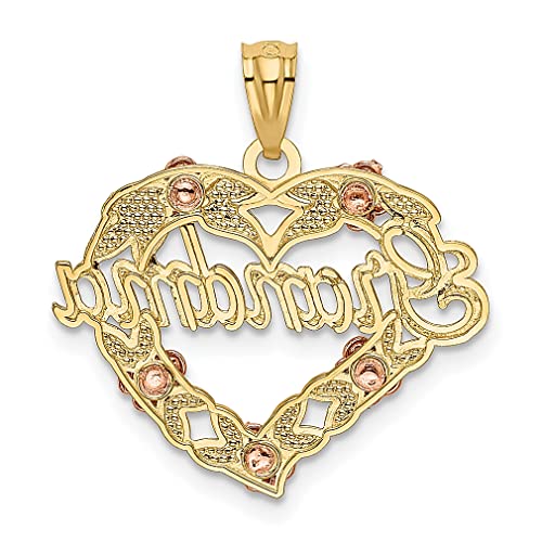 IceCarats 14K Two Tone Gold White Grandma Heart Love Necklace Nana Charm Grandmother Pendant Only