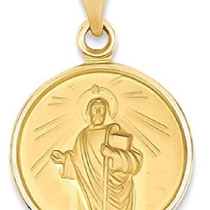 IceCarats 18K Yellow Gold San Judas Tadeo St Jude Patron Saint Thaddeus Medal Necklace Charm Pendant 21.5mm x 13mm Only