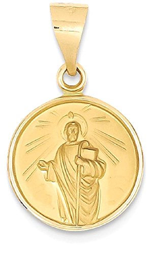 IceCarats 18K Yellow Gold San Judas Tadeo St Jude Patron Saint Thaddeus Medal Necklace Charm Pendant 21.5mm x 13mm Only