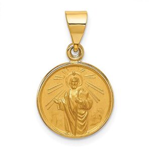 icecarats 18k yellow gold san judas tadeo st jude patron saint thaddeus medal necklace charm pendant 21.5mm x 13mm only