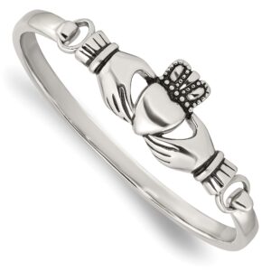 icecarats stainless steel vintage heart love irish claddagh bangle celtic charm bracelet jewelry