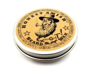 honest amish extra grit beard wax - natural and organic - hair paste and hair control wax - 2 ounce