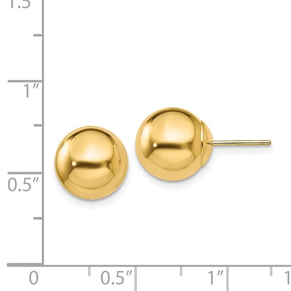 14K Yellow Gold 10mm Ball Stud Earrings