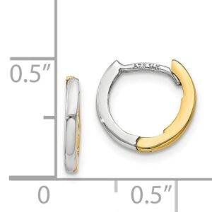 14K Two Tone Gold Small 1.35mm Round Hinged Hoop Earrings