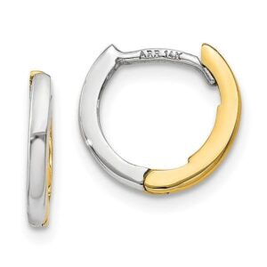 14K Two Tone Gold Small 1.35mm Round Hinged Hoop Earrings