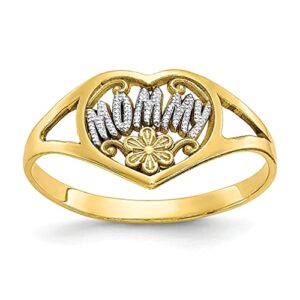 icecarats 10k yellow gold mommy heart love ring size 7