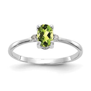 icecarats 14k white gold diamond green peridot ring april august birthstone jewelry size 6