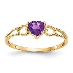 icecarats 14k yellow gold purple amethyst heart ring love band february birthstone jewelry size 7.00