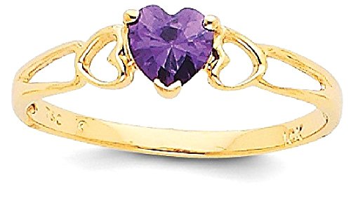 IceCarats 14K Yellow Gold Purple Amethyst Heart Ring Love Band February Birthstone Jewelry Size 7.00