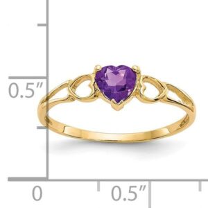 IceCarats 14K Yellow Gold Purple Amethyst Heart Ring Love Band February Birthstone Jewelry Size 7.00