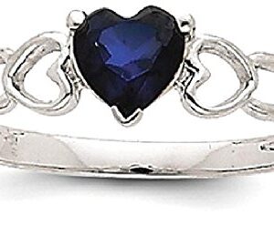 IceCarats 14K White Gold Blue Sapphire Heart Love Ring Gemstone Band September Birthstone Jewelry Size 6