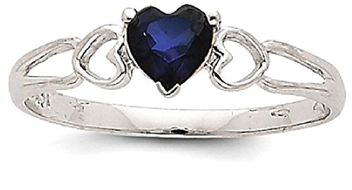 IceCarats 14K White Gold Blue Sapphire Heart Love Ring Gemstone Band September Birthstone Jewelry Size 6