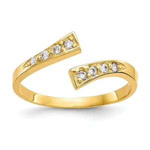 icecarats 10k yellow gold cubic zirconia cz adjustable toe ring open midi band summer beach jewelry