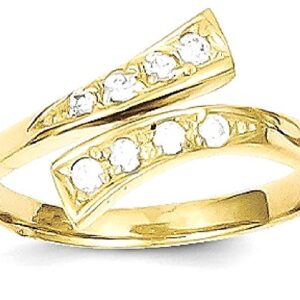 IceCarats 10K Yellow Gold Cubic Zirconia CZ Adjustable Toe Ring Open Midi Band Summer Beach Jewelry