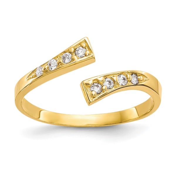 IceCarats 10K Yellow Gold Cubic Zirconia CZ Adjustable Toe Ring Open Midi Band Summer Beach Jewelry