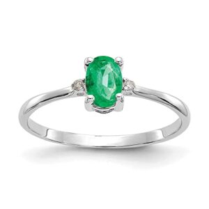 icecarats 14k white gold diamond green emerald ring gemstone band april may birthstone jewelry size 6