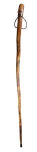 se 60-inch natural wood walking stick with root head & steel tip - hand-carved floral design, huangtang wood, grooved grip - ws631-60rh