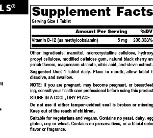 Source Naturals Vitamin B-12 Supports Energy Production* - 5 mg - 60 Fast Melt Vegan Formula