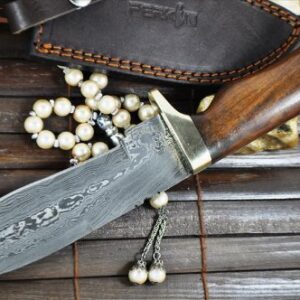 Perkin Price Cut - Custom Handmade Damascus Hunting Knife - Beautiful Bowie Knife