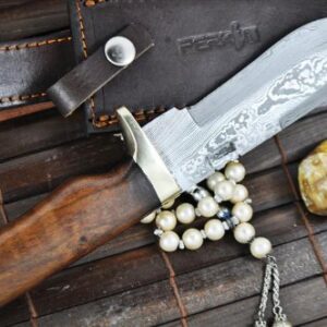 Perkin Price Cut - Custom Handmade Damascus Hunting Knife - Beautiful Bowie Knife