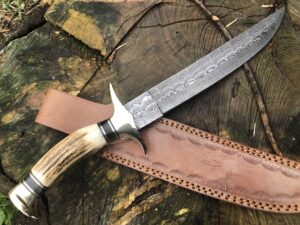 perkin handmade damascus steel hunting knife - beautifu hunting knife with sheath