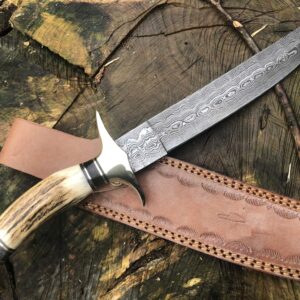 Perkin Handmade Damascus Steel Hunting Knife - Beautifu Hunting Knife with Sheath