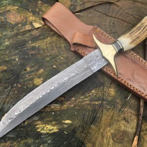 Perkin Handmade Damascus Steel Hunting Knife - Beautifu Hunting Knife with Sheath